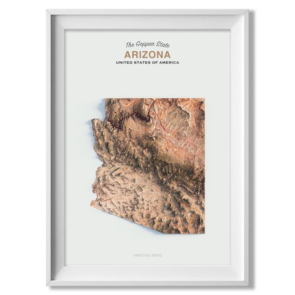 Arizona Realistic Relief Map Light – Amazing Maps