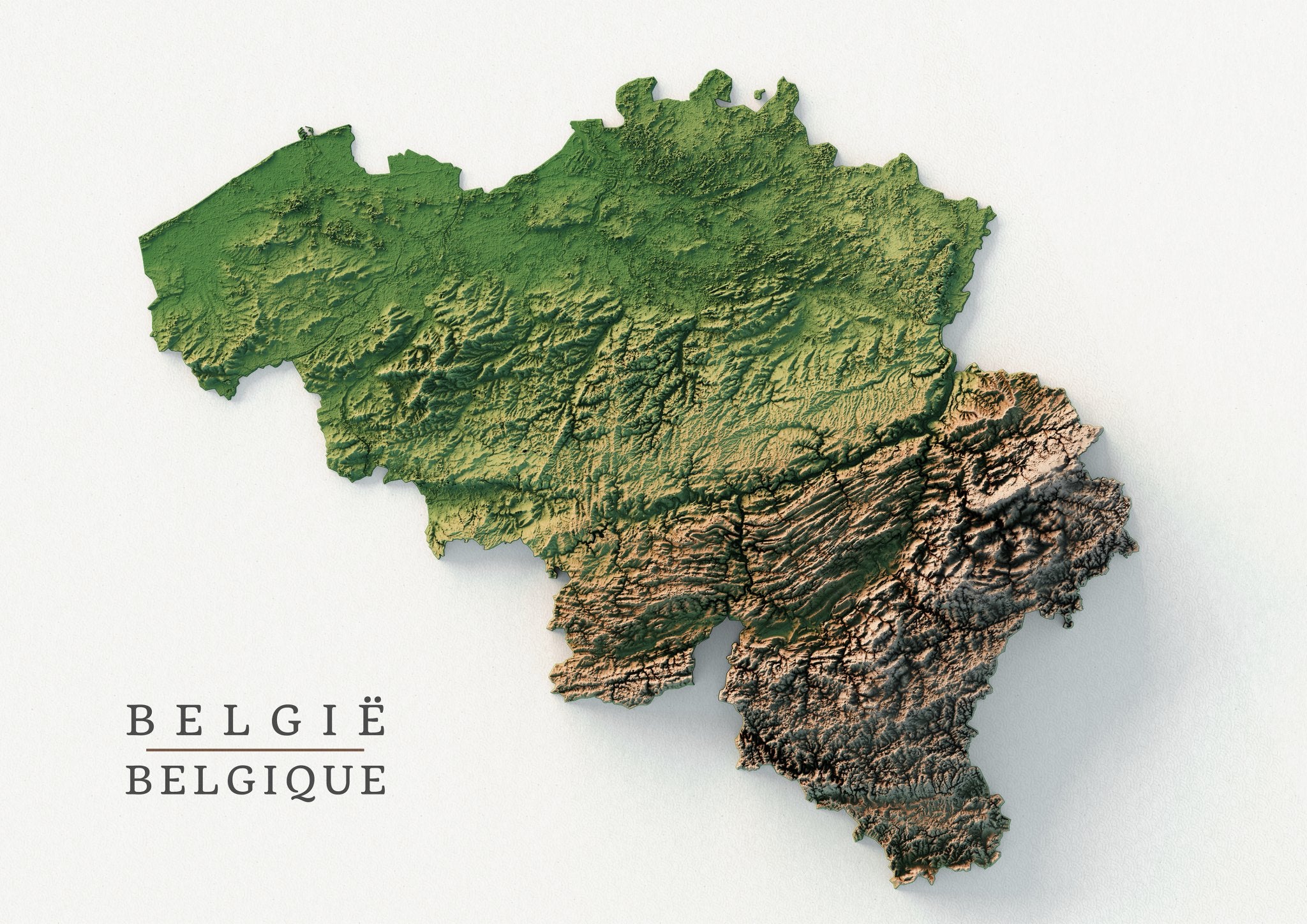 Belgium Realistic Relief map – Amazing Maps