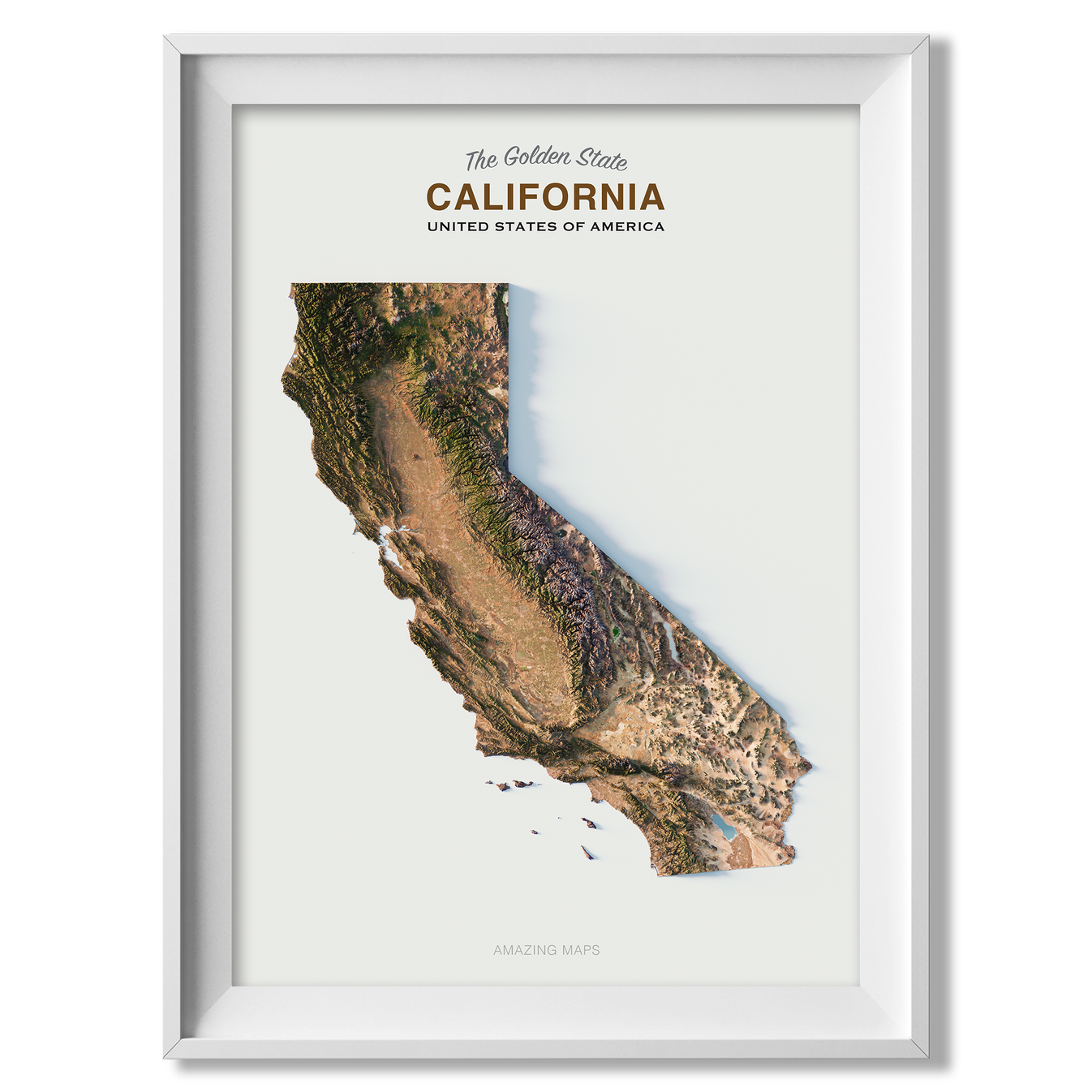 California Realistic Relief Map Light – Amazing Maps