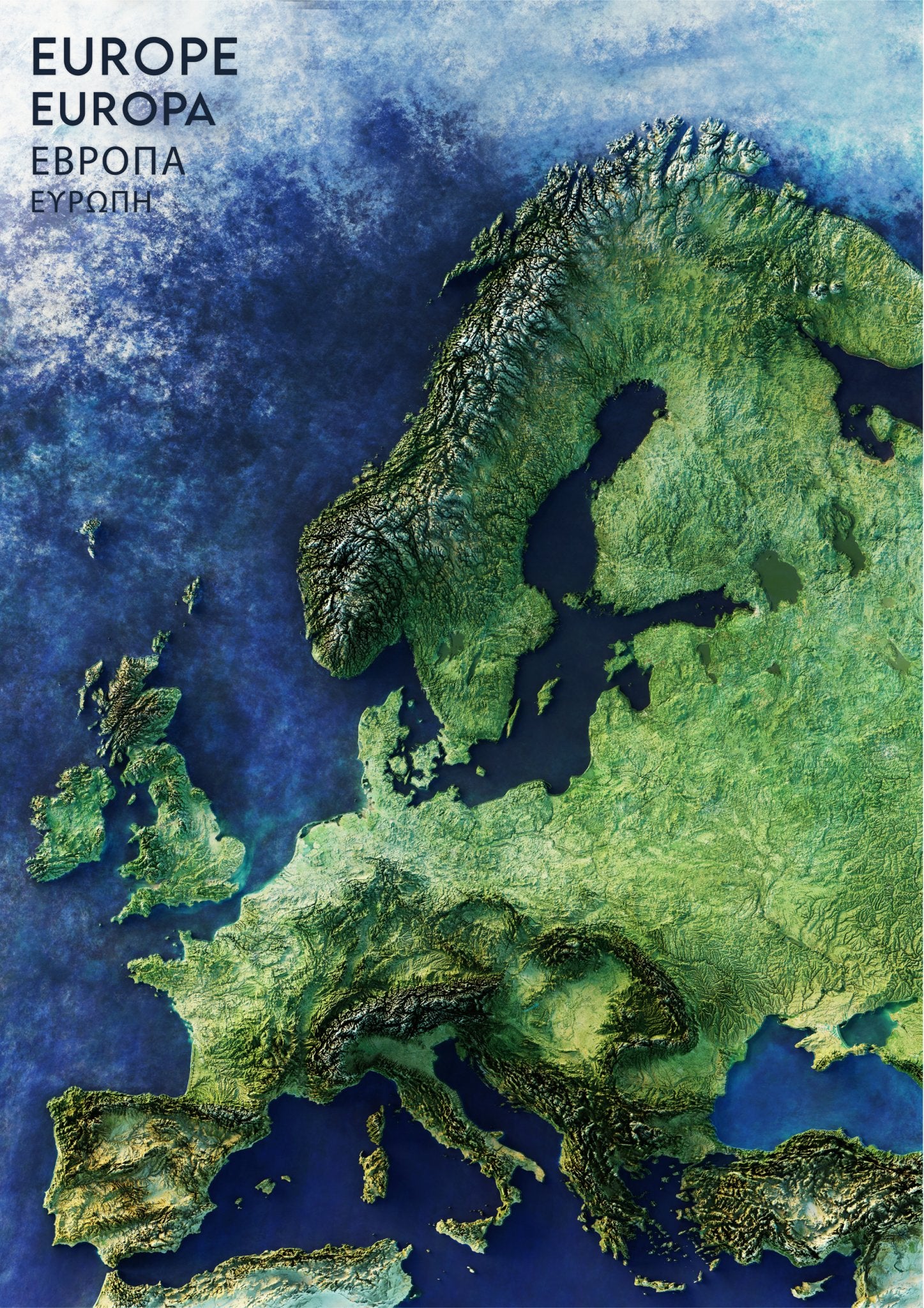 Europe Realistic Relief map – Amazing Maps