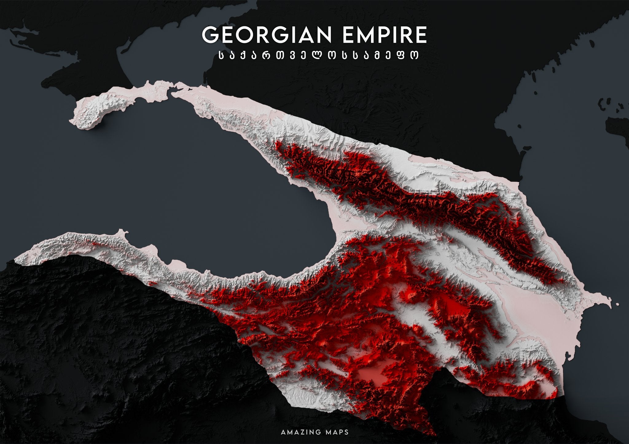 Georgian Empire Relief map – Amazing Maps