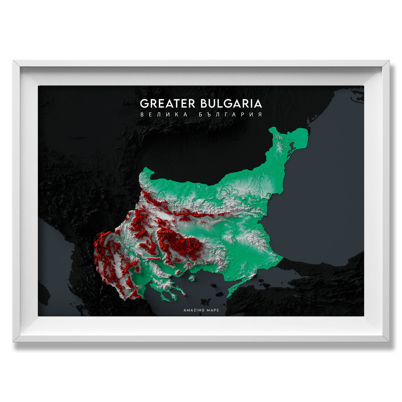 Greater Bulgaria Relief map – Amazing Maps