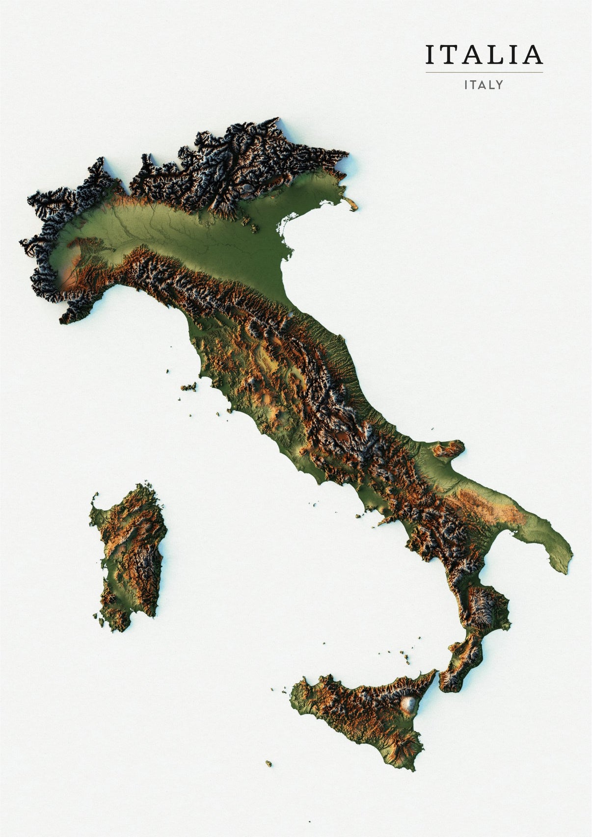 Italy Realistic Relief map – Amazing Maps