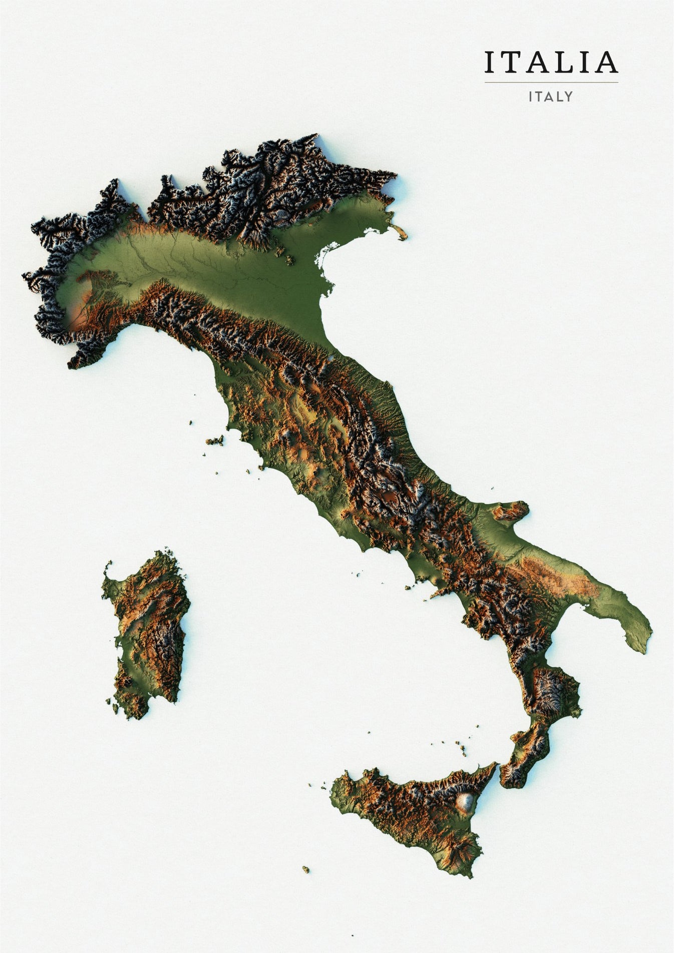 Italy Realistic Relief map – Amazing Maps