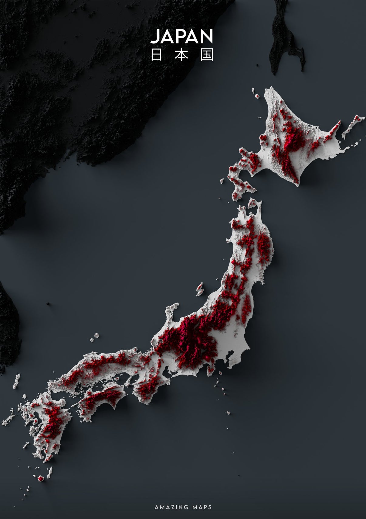 Japan Relief map – Amazing Maps